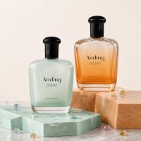 China 100ml Glass Perfume Bottles Square Crimp Neck Empty Plastic Ribbed Cap Spray for sale