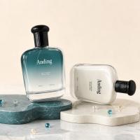 China 100ml Glass Perfume Bottles Square Crimp Neck Empty Plastic Ribbed Cap Spray for sale