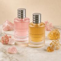China Anding Stock Wholesale Bulk Luxury Pink Gold Premium Crimp Spray Custom Cylinder Empty Glass Perfume Bottle 100ml for sale