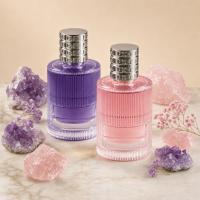 China Anding Stock Wholesale Bulk Luxury Pink Gold Premium Crimp Spray Custom Cylinder Empty Glass Perfume Bottle 100ml for sale