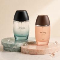 China Anding Stock Flat Printing logo Bulk Manufacturer Wholesale Custom Empty Spray 50ml Perfume Glass Bottle for sale
