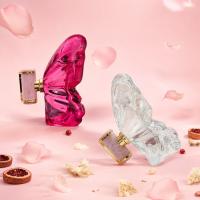 China 80ml Glass Perfume Bottles Butterfly Shaped Red Pink Marble Cap Empty Elegant for sale