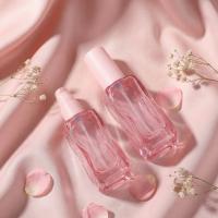 China Anding Stock Wholesale 125ml Pink Lotion Pump Bottle Empty Glass Luxury Cosmetic Skincare Body Lotion Bottle for sale