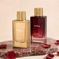 China Anding Stock Wholesale Bulk Custom logo Rectangle Frosted Gradient Luxury Empty Perfume Bottle 100ml for sale