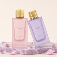 China Anding Stock Wholesale Bulk Custom logo Rectangle Frosted Gradient Luxury Empty Perfume Bottle 100ml for sale