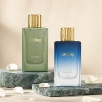 China Anding Stock Wholesale Bulk Custom logo Rectangle Frosted Gradient Luxury Empty Perfume Bottle 100ml for sale