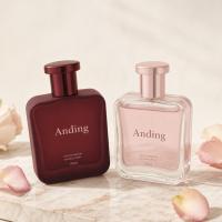 China Anding Bulk Customizable Painting High Quality Crimp Neck Luxury Square Glass Empty Perfume Bottle 100ml for sale