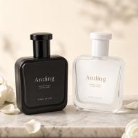 China Anding Bulk Customizable Painting High Quality Crimp Neck Luxury Square Glass Empty Perfume Bottle 100ml for sale