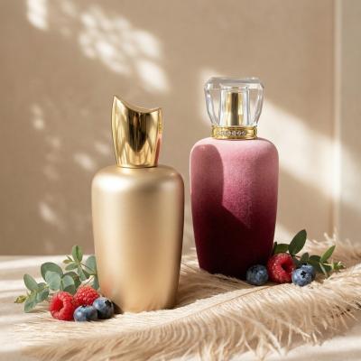 China Anding Supplier 100ml Velvet Cylinder Custom Design Crimp Magnetic Cap Premium Refillable Spray Empty Glass Perfume Bottle for sale