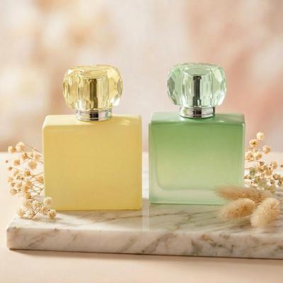 China Anding Customizable Printing High Quality Manufacturer 100ml Crimp Refillable Spray Luxury Empty Square Glass Perfume Bottle for sale