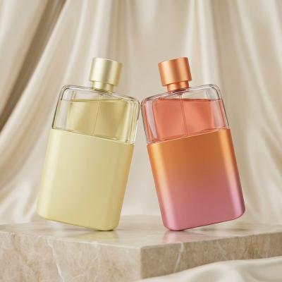 China Anding Manufacturer Custom Printing 100ml Designer Flat Crimp Premium Refillable Spray Luxury Empty Glass Perfume Bottle for sale