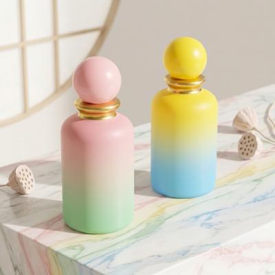 China Empty Glass Perfume Bottles 100ml Cylinder Crimp Neck Round Cap Spray for sale