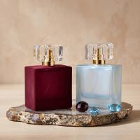 China Anding Manufacturer 100ml Square Custom Design Printing Crimp Premium Refillable Spray Luxury Glass Empty Perfume Bottle for sale
