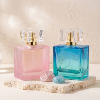 China Anding Manufacturer 100ml Square Custom Design Printing Crimp Premium Refillable Spray Luxury Glass Empty Perfume Bottle for sale