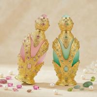 China 60ml Glass Perfume Bottles Vintage Arabic Rhinestone Crimp Empty Luxury for sale