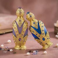 China 60ml Glass Perfume Bottles Vintage Arabic Rhinestone Crimp Empty Luxury for sale