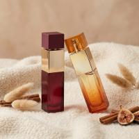 China 30ml Rectangle Glass Perfume Bottles Crimp Neck Plastic Square Cap for Perfume for sale
