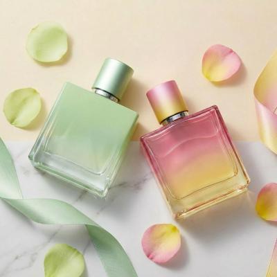 China Anding Supplier High End Custom Printing 50ml 100ml Square Refillable Spray Luxury Empty Glass Perfume Bottle for sale