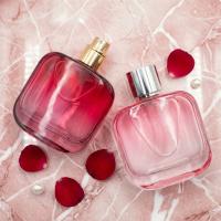 China Anding Wholesale Empty Luxury Minimalist Modern Unique Rectangle Clear pink 90ml Custom Glass Perfume Bottle for sale