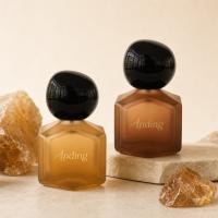 China 50ml Glass Perfume Bottles Square Crimp Neck Wholesale Custom Black Plastic Cap for sale