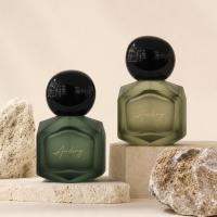 China 50ml Glass Perfume Bottles Square Crimp Neck Wholesale Custom Black Plastic Cap for sale