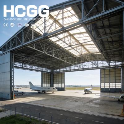 China Factory Prefabricated　Large Span　Steel Aircraft Hangar with Electric Hangar Door System　Fast Construction for sale