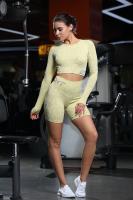 China Ladies' Ribbed Long Sleeve Crop Top Anti Bacterial Breathable for sale