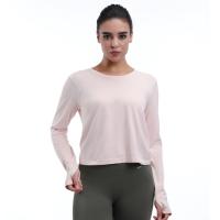 China Cropped Long Sleeve Shirt Sustainable Breathable With Thumb Holes for sale