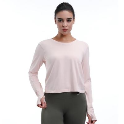 China Cropped Long Sleeve Shirt Sustainable Breathable With Thumb Holes for sale