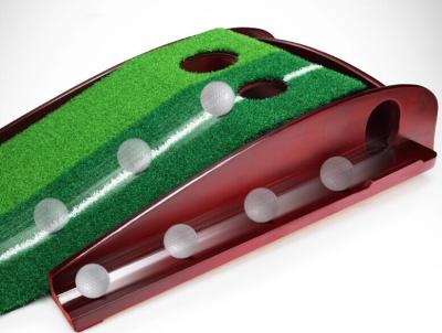 China Indoor Golf Putting Green Mat 9ft x 3ft Practice Turf with Auto Ball Return for sale