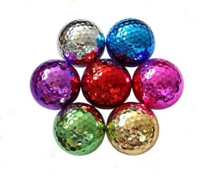 China Metallic Electroplated Golf Balls High Gloss Durable 42mm Practice Balls for sale