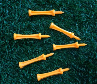 China Plastic Golf Tee Yellow 70mm Durable Practice Tees for Driving Range for sale