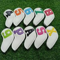 China PU Leather Iron Head Cover Golf Headcovers Set 10 Pcs for #4 to X Clubs for sale