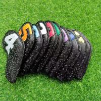 China PU Leather Iron Head Cover Golf Headcovers Set 10 Pcs for #4 to X Clubs for sale