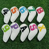 China PU Leather Iron Head Cover Golf Headcovers Set 10 Pcs for #4 to X Clubs for sale