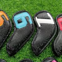 China PU Leather Iron Head Cover Golf Headcovers Set 10 Pcs for #4 to X Clubs for sale