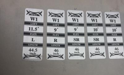 China Custom Golf Shaft Labels Waterproof Durable 2x1 Inch for Club Identification for sale