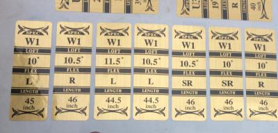 China Custom Golf Shaft Labels with Length Markings for Club Identification for sale