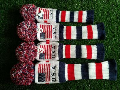 China Premium Knitted Golf Head Cover Set Durable Stretch Fit for Driver Fairway Woods for sale