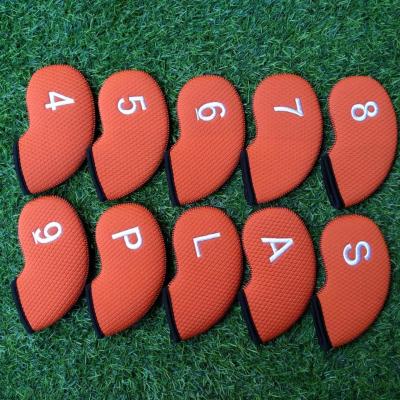 China Custom SBR Golf Iron Headcover Set Durable Neoprene Protection 9-Piece for sale
