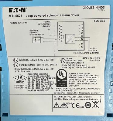 China MTL5521 MTLx521 Solenoid Alarm Driver 20-35V DC 48mA Current Limit CE Certified Industrial Safety Module for sale