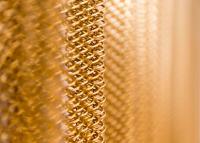 China Hanging Aluminum Woven Wire Mesh Curtain - Bright Golden Room Divider Screen for Commercial & Residential Spaces for sale