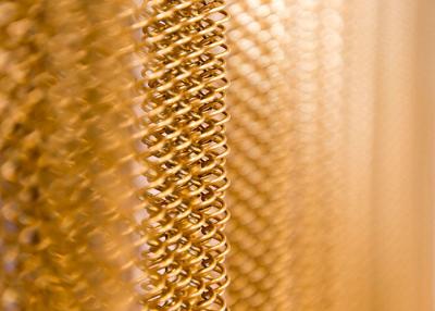 China Hanging Aluminum Woven Wire Mesh Curtain - Bright Golden Room Divider Screen for Commercial & Residential Spaces for sale