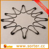 China 22mm Black Gourd Shape Coilless Safety Pins for Garment Tagging and Fabric Fastening for sale