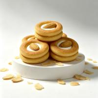 China Rich Milk Flavor Almond Mini Pizza-Shaped Cookies Tasty Cashew Topped Biscuits for sale