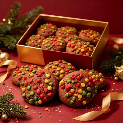 China Colorful Chocolate Chip Cookies Crispy Edible Snack & Party Decor Sweet Round Biscuit for sale