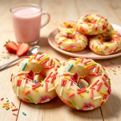 China Cute Ring Shape Donut-Shaped Cookies (Milk Flavor) Sweet Sprinkles Snack For Kids Party for sale