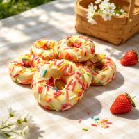 China Cute Ring Shape Donut-Shaped Cookies (Milk Flavor) Sweet Sprinkles Snack For Kids Party for sale