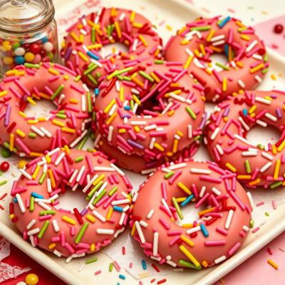 China Tasty Sweet Donut-Shaped Cookies (Strawberry Flavor) For Party Snacks for sale