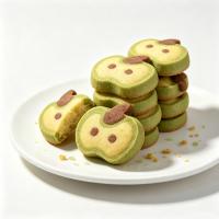 China Light Sweet Green Apple Shaped Cookies Wholesale Snack Food Crispy for sale